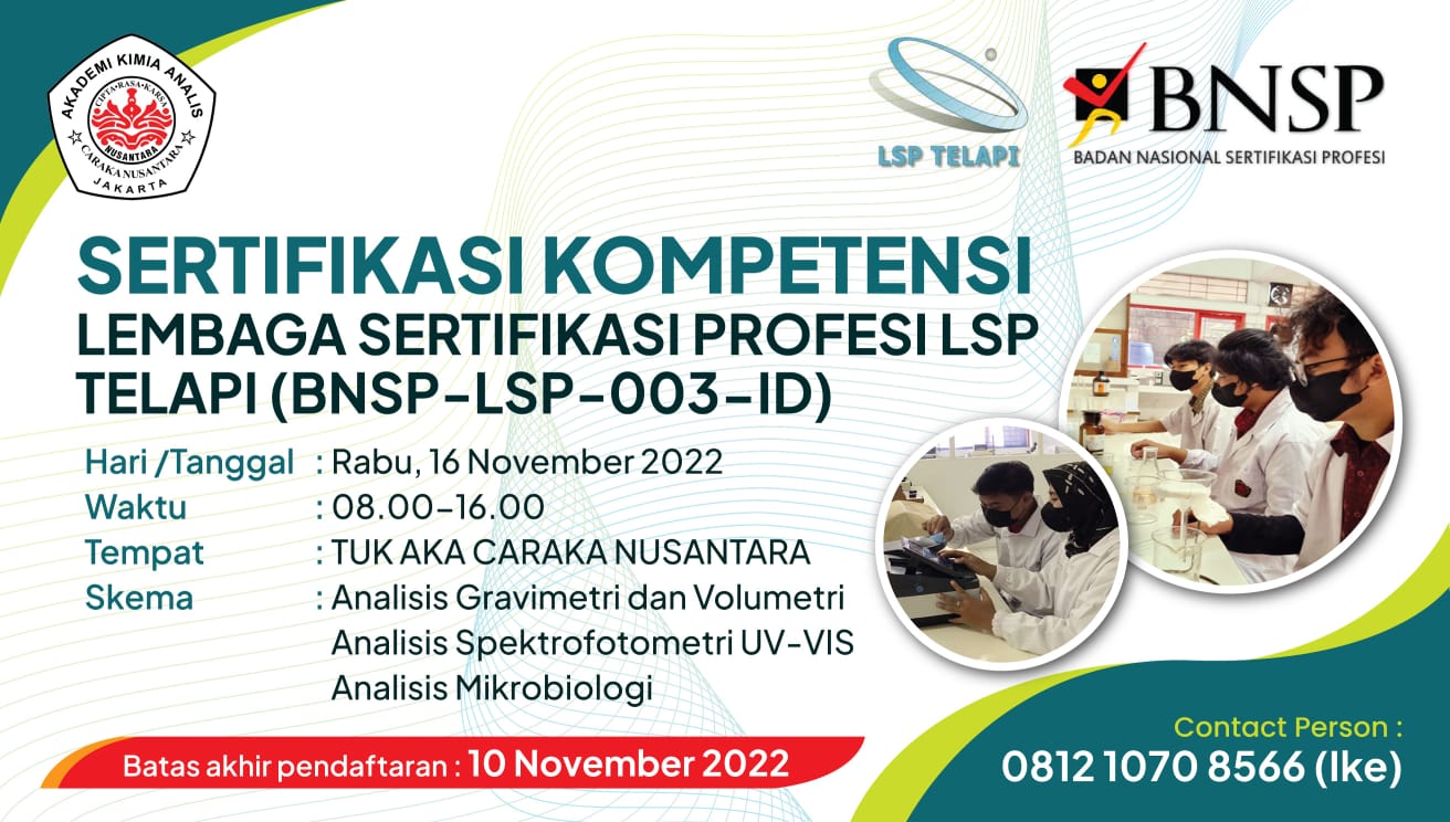 SERTIFIKASI KOMPETENSI DI TUK AKA CARAKA - AKADEMI KIMIA ANALIS CARAKA NUSANTARA